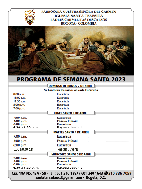 Programa Semana Santa 2023 | Arquidiócesis de Bogotá